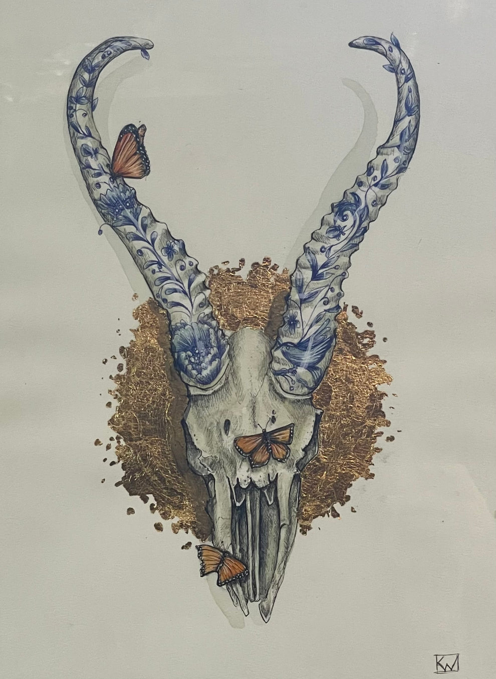 Rooibok skedel met delft horings – Spektra Art